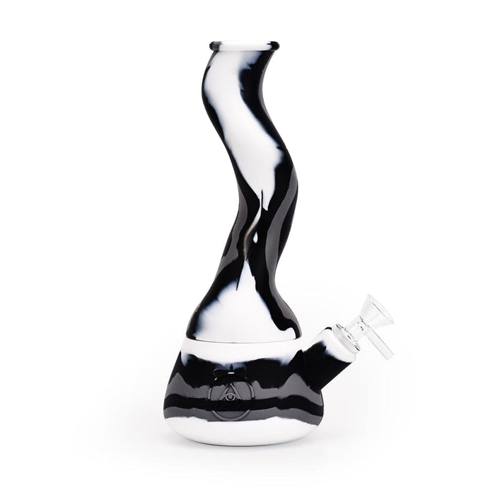 10" Wavy Silicone Beaker - Black & White - Smoke Shop